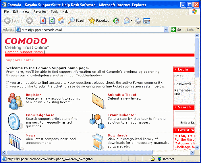Help, Comodo Products Knowledgebase, Software Help Guide, Product Search | Comodo